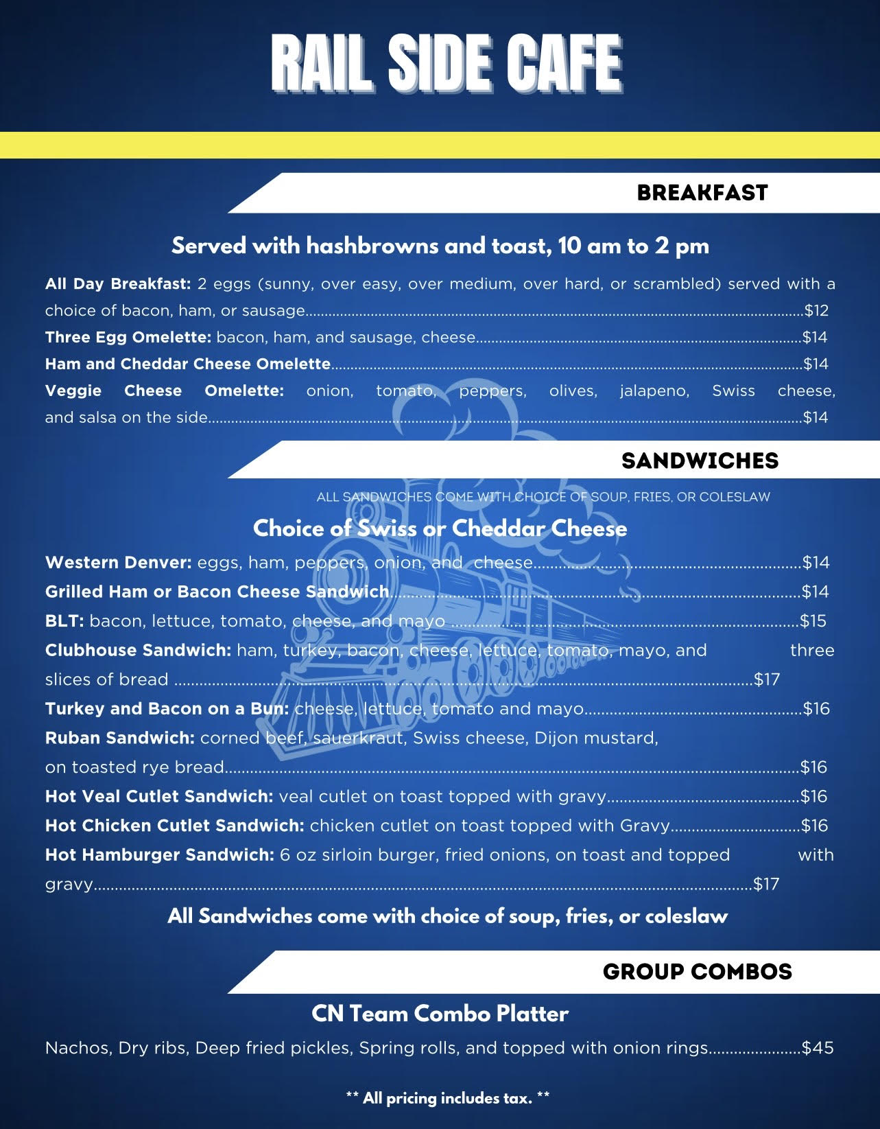 Rail Side Cafe Menu – CN Curling Club